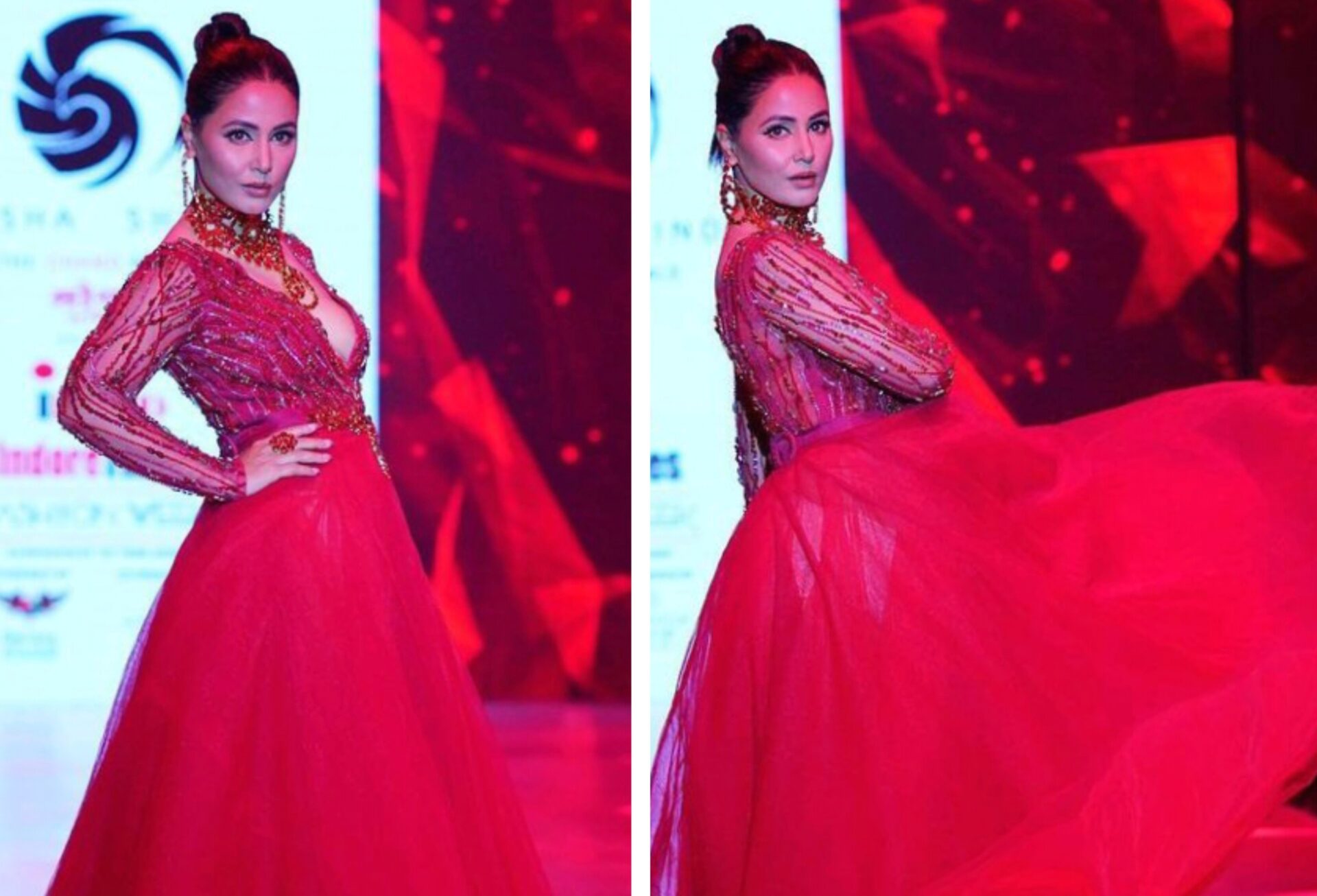 Hina Khan Looks Lika A Dream In Red Gown