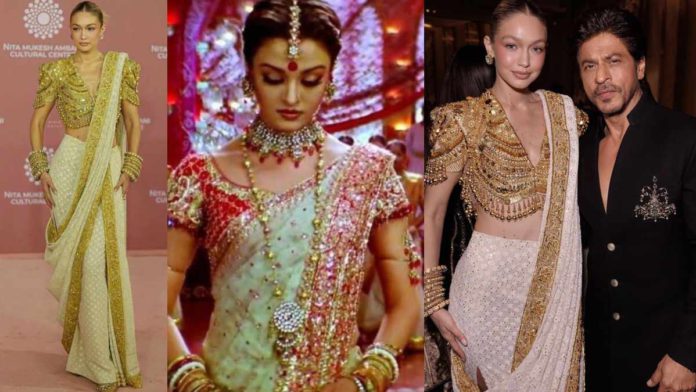 Gigi Hadid's Golden Saree Look From NMACC Event Reminds Fans Of ...
