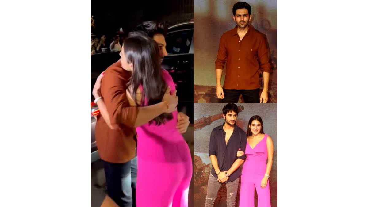 Kartik Aaryan, Sara Ali Khan Share Warm Hug At 'Gadar 2' Success Bash; Fans Hail 'SarTik Moment'