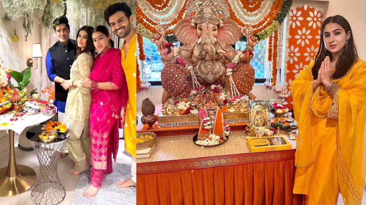 Sara Ali Khan Goes For Ganpati Darshan At Kartik Aaryan’s House
