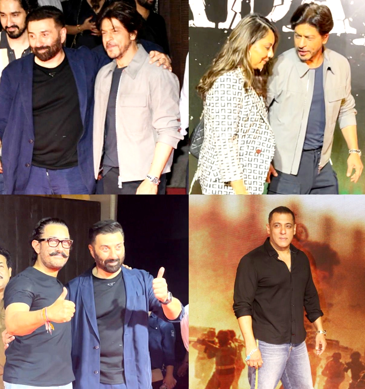 'Gadar 2' Bash: Shah Rukh Khan, Gauri Khan Walk Hand-in-hand; Salman Khan, Aamir Khan Pose ...