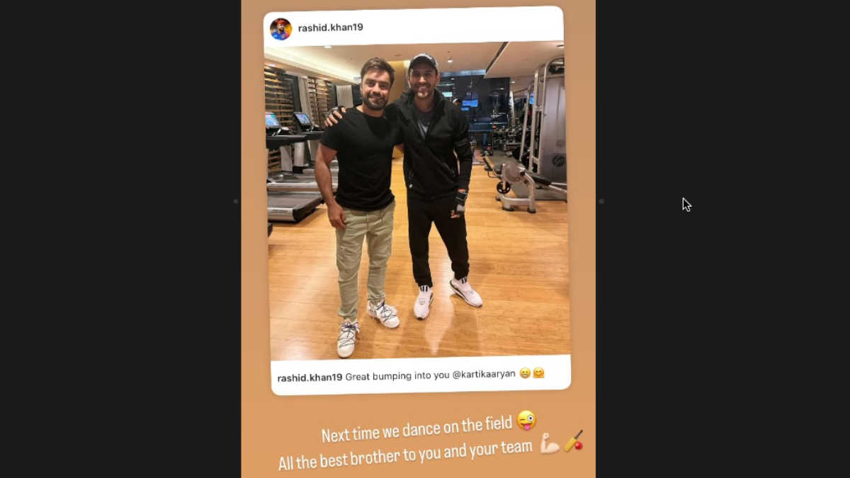 Kartik Aaryan Meets Afghan Cricketer Rashid Khan At Gym