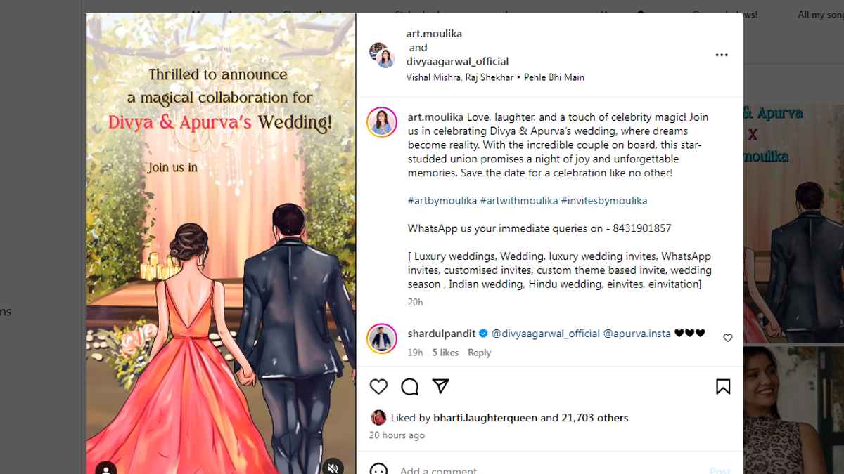 Divya Agarwal And Apurva Padgaonkar Reveal Their Wedding Invite | Glamsham