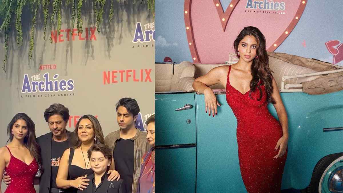 The Archies Premier: Shah Rukh Khan Wears Archies Tshirt To Support Suhana Khan With Whole ...