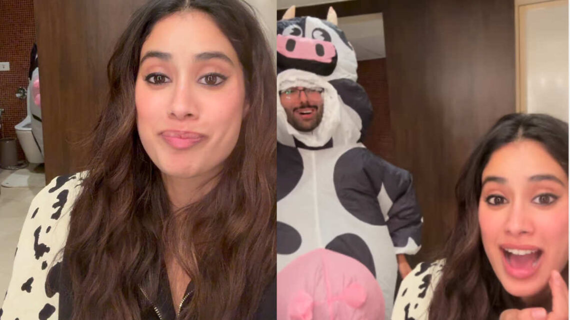 Orry Dresses In A Monochrome Cow Mascot Costume; Janhvi Kapoor Can't ...