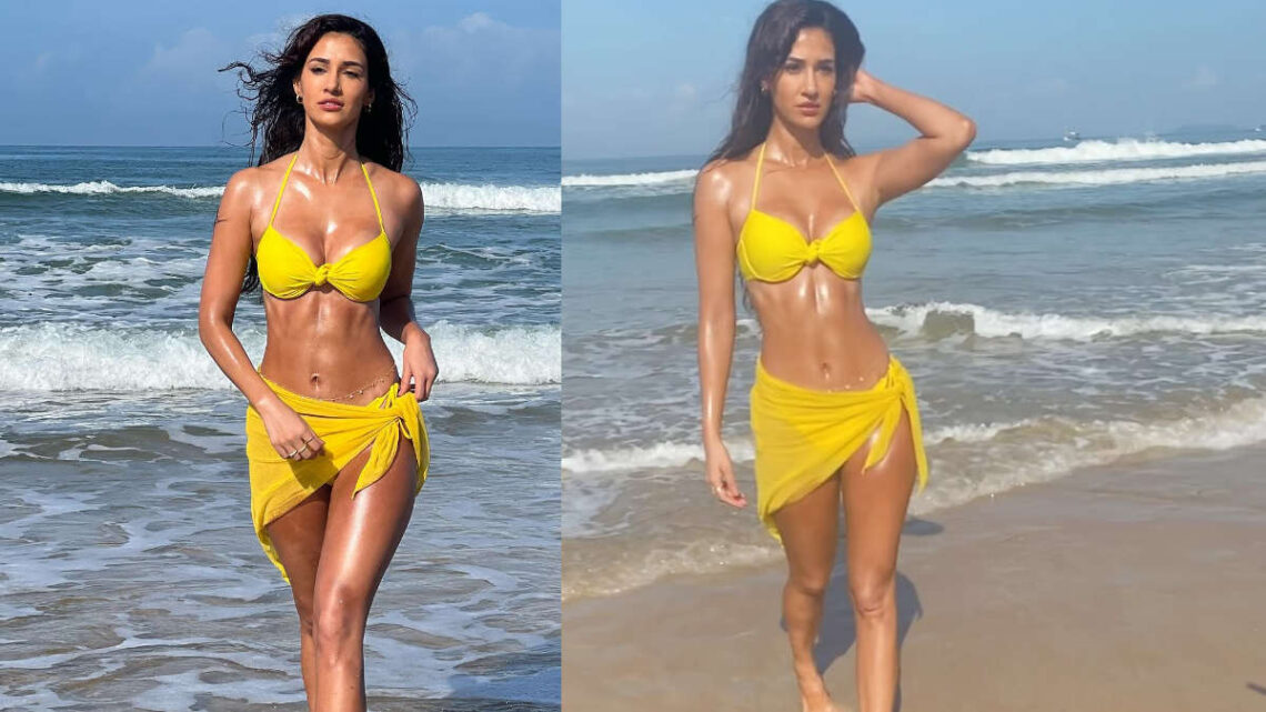 Disha Patani Looks Hot In Yellow Bikini From Kanguva