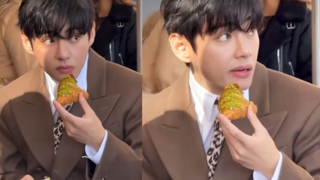 BTS' V's Pistachio Croissant Face Stuffing Moment Is Taking Over The ...