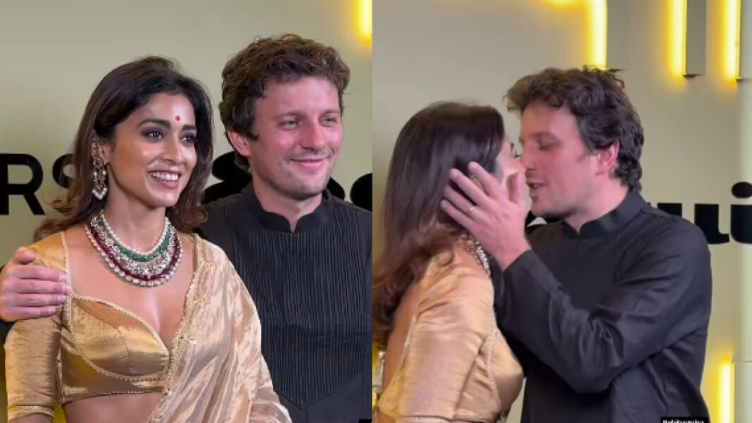 Shriya Saran's Husband Gets Lucky With A Kiss At Ramesh Taurani's ...